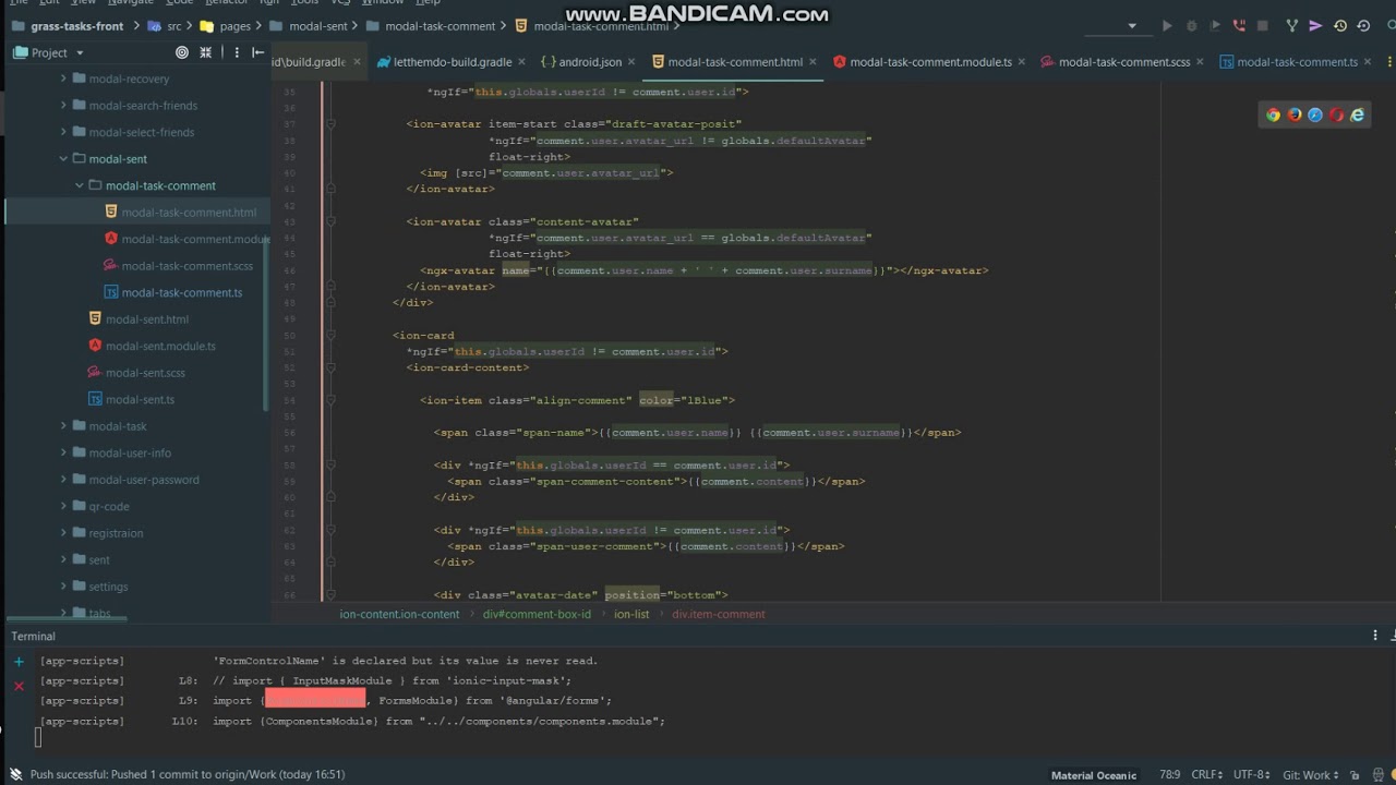 Frontend. Angular, Cordova, TypeScript.