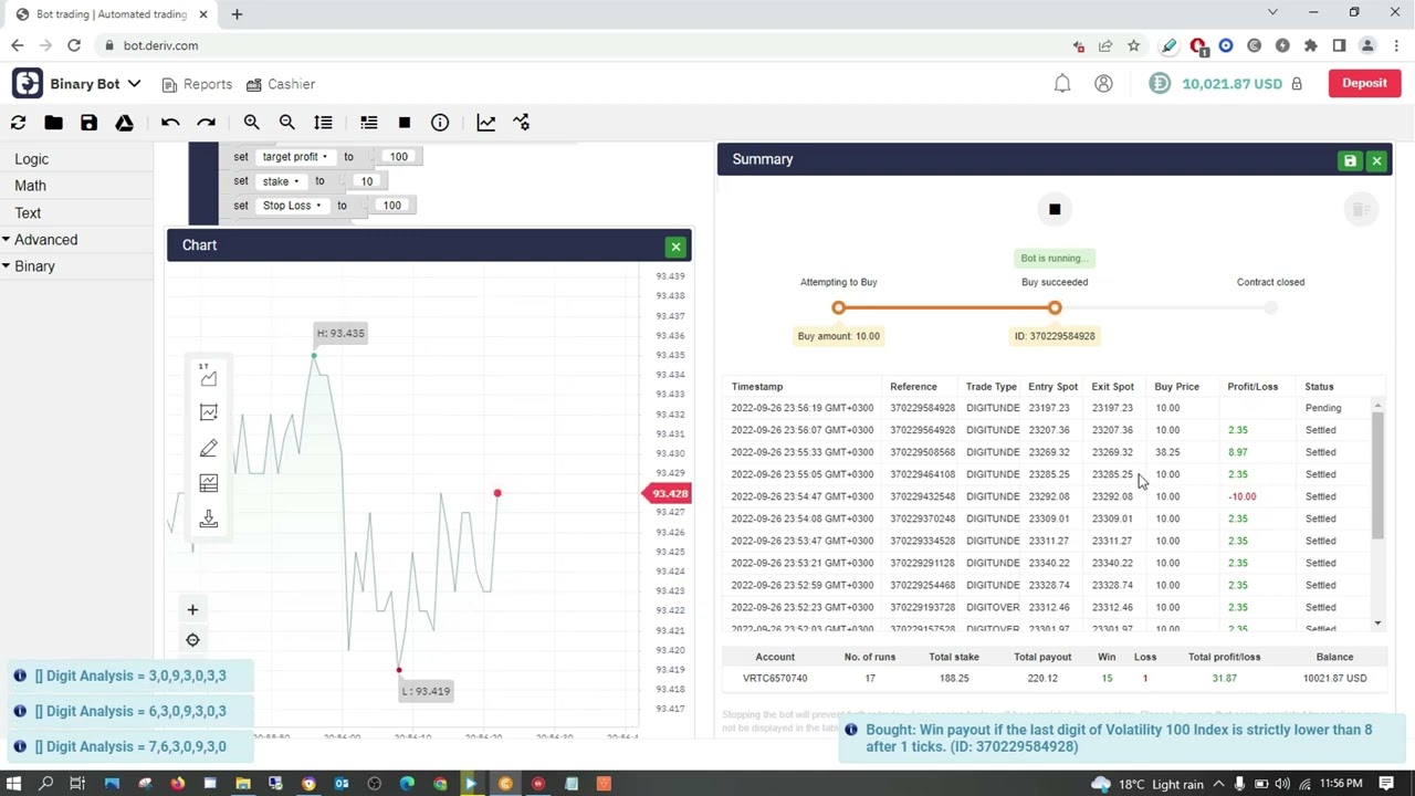 $100 in 20 Mins Binary Bot Test 1
