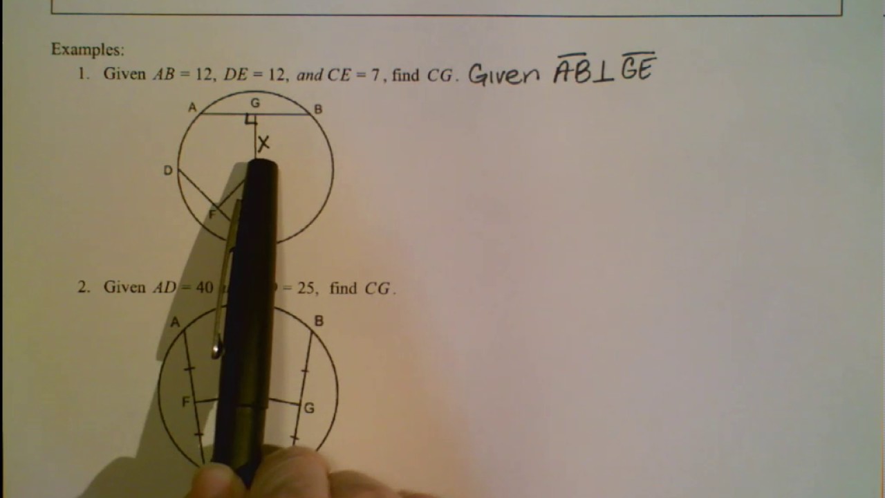 Perpendicular Bisectors of Chords Notes