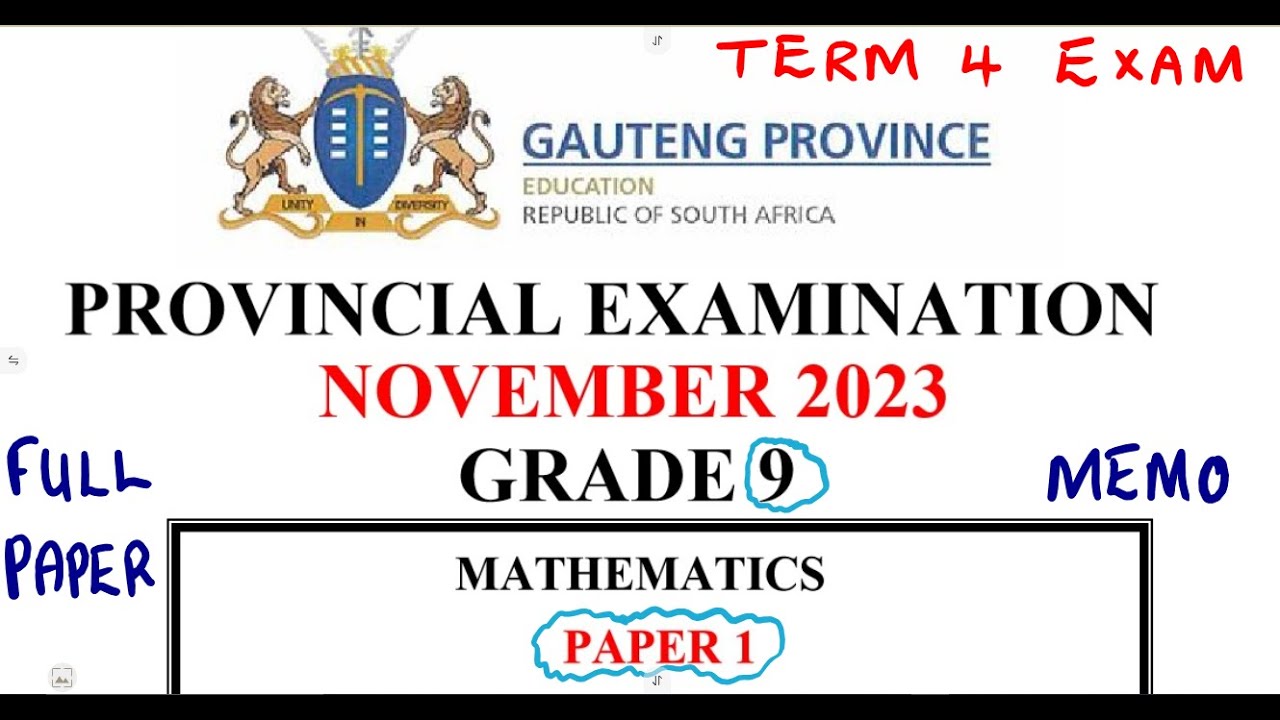 Mathematics Grade 9 November 2023 Paper 1 Memo Term 4 Exam @mathszoneafricanmotives