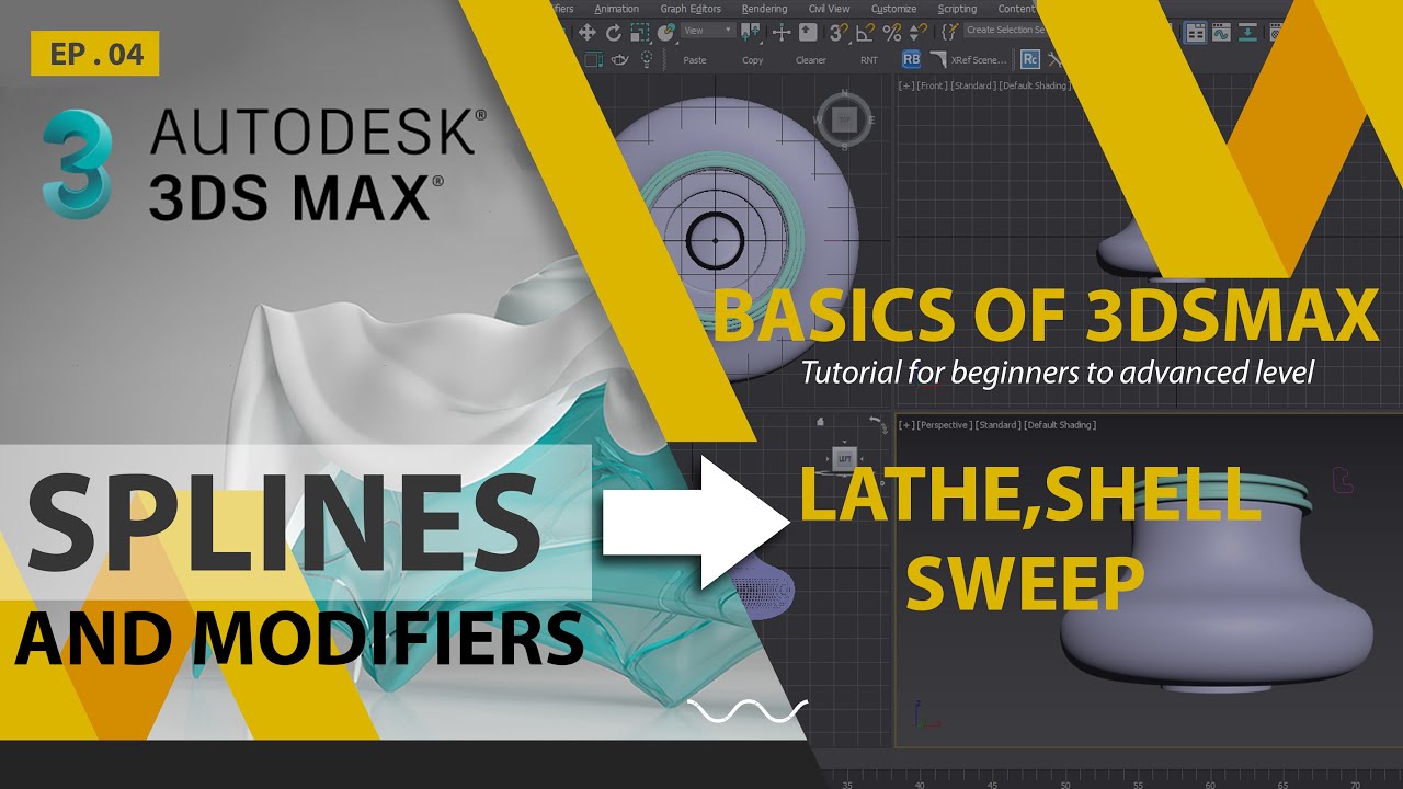3DS MAX BASICS FOR BEGINNERS - EP-04 / Tutorial for beginners | Modifiers Lathe, Shell , Sweep