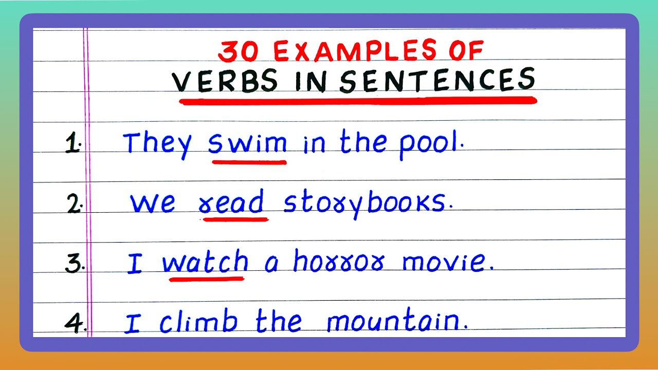 30 Verb Sentences | Examples of Verb Sentences