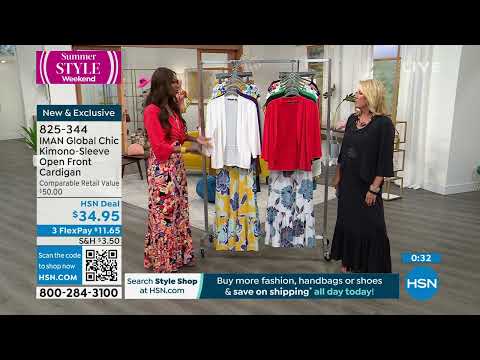 IMAN Global Chic 3/4Sleeve Open Front Knit Cardigan