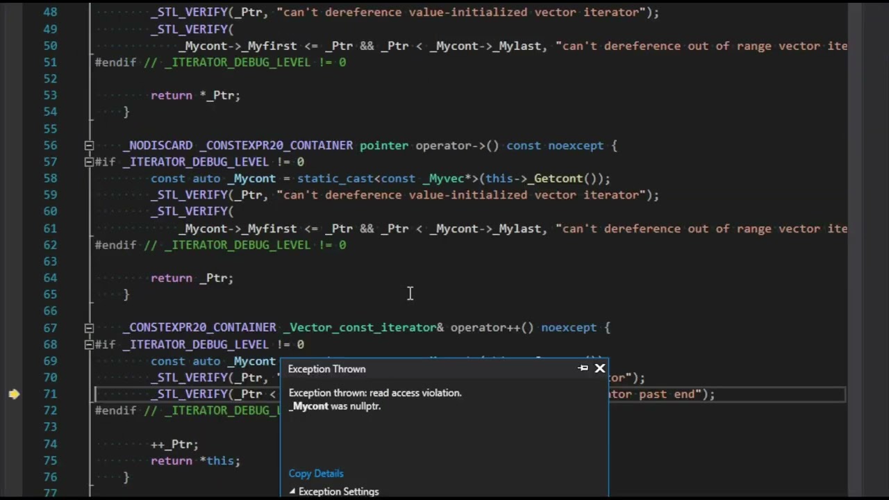 Invalidation of iterators in C++ (std::vector)