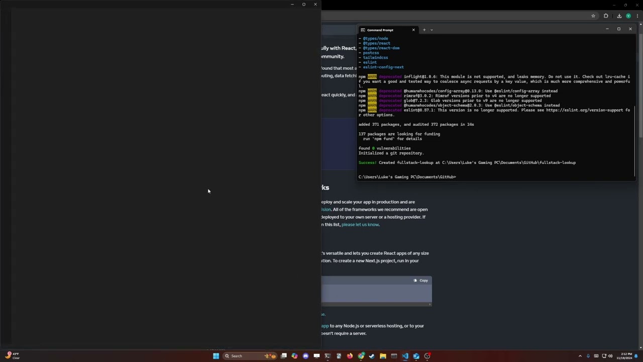 Fullstack Database Search Application (ReactJS, NodeJS, NextJS, AWS) Part 1 - Starting the project