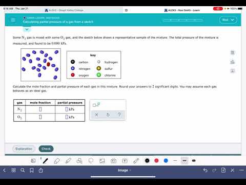 ALEKS: Calculating partial pressure of a gas from a sketch