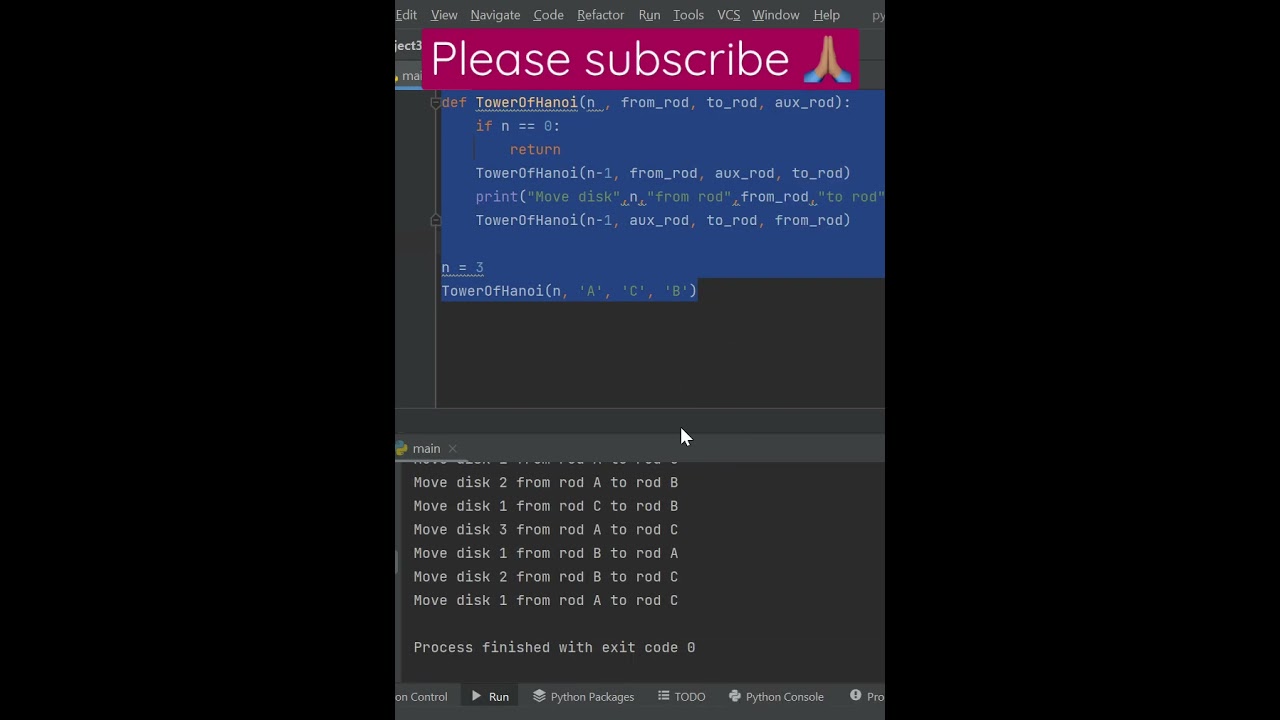 The Tower of Hanoi using Python