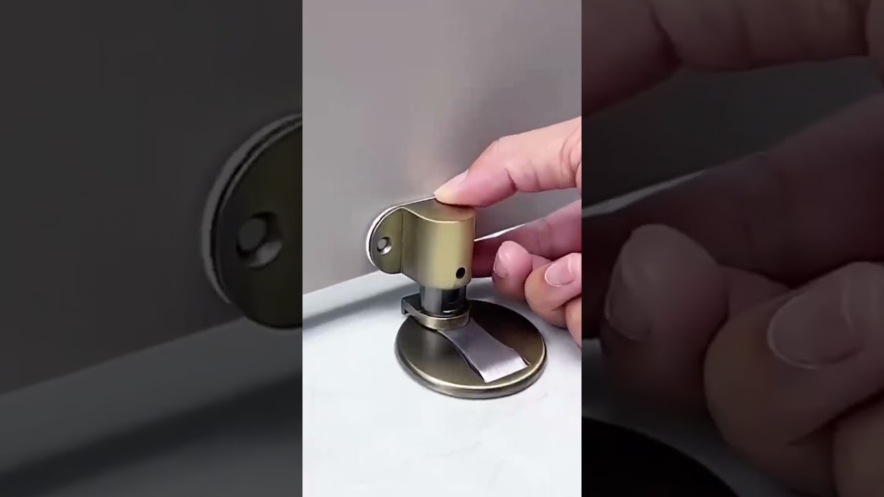 Floor-standing magnetic door stop with 3M adhesive, punch-free, suitable for home office door stop