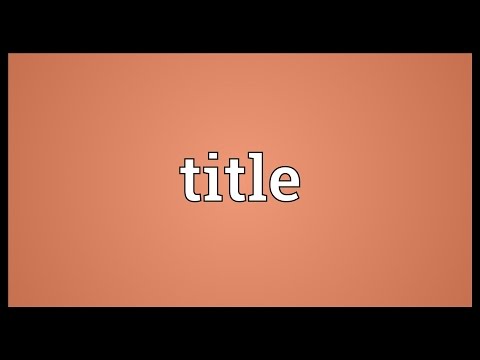 Title Meaning