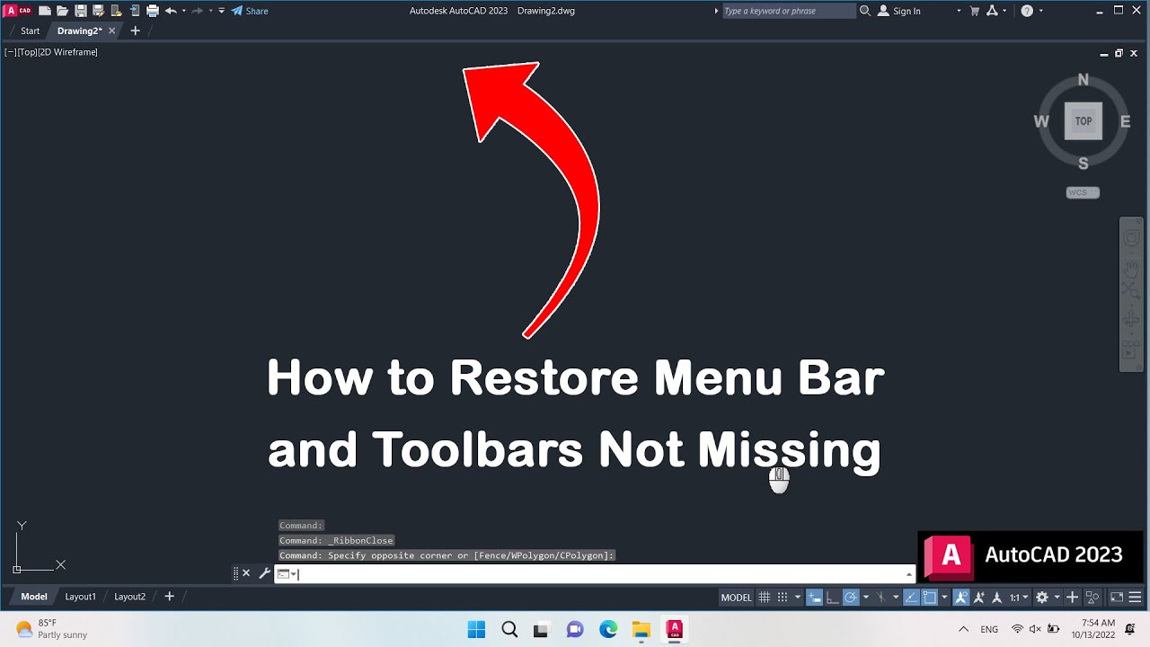 AutoCAD 2023 Tip & Trick EP.7 - How to Restore Menu Bar and Toolbars Not Missing