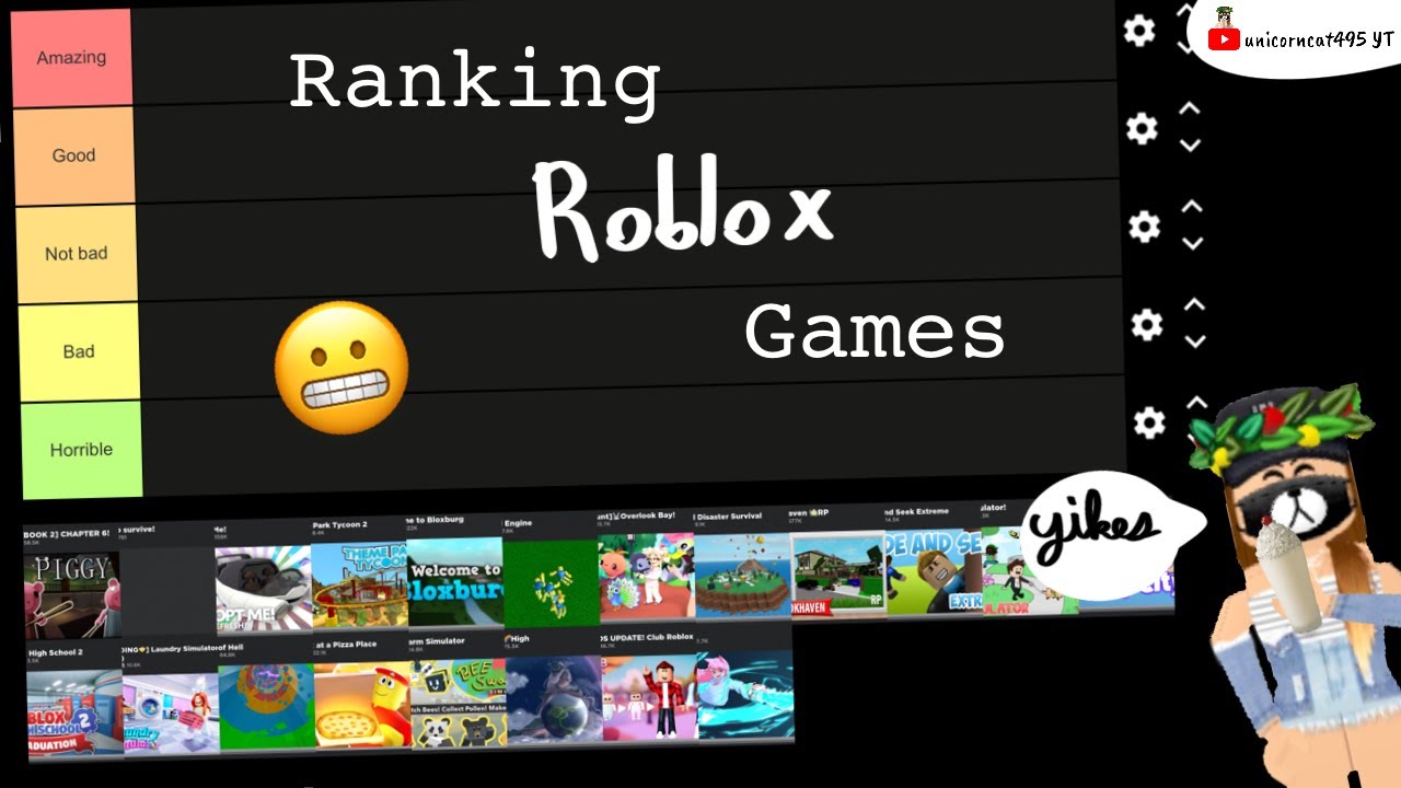 Roblox Game Tier List (Ranking Roblox Games Using Tier Maker) | unicorncat495 YT