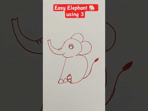 Easy Elephant 🐘 using 3#kidsdrawing #simpledrawing
