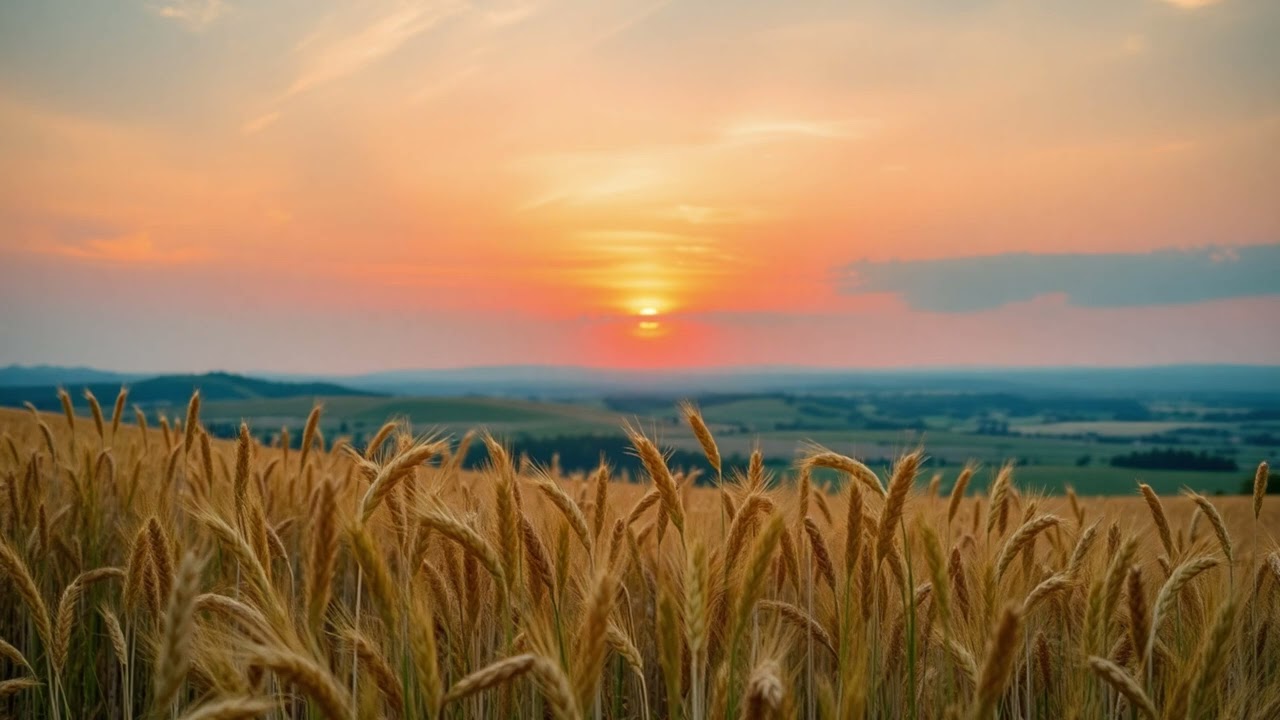 Silent Sunset Over Wheat Fields | Perfect TV Background
