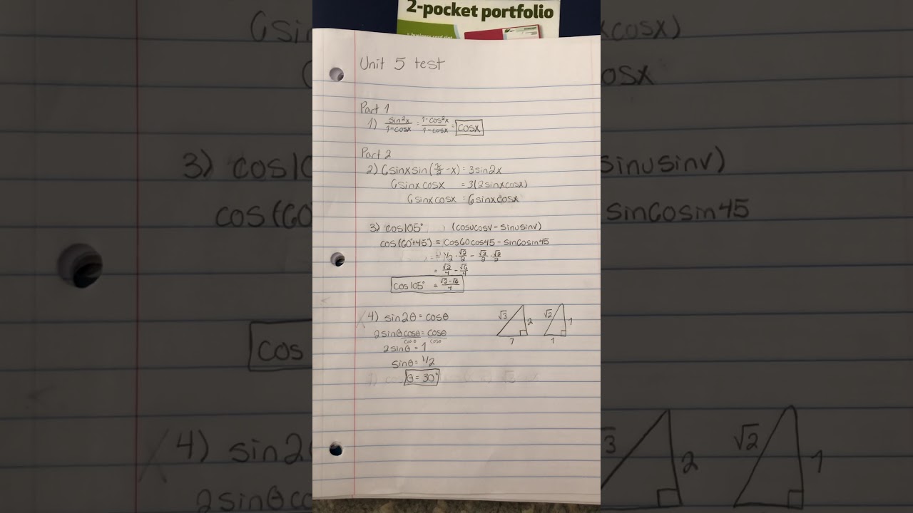 chapter 5 precalc test questions explained