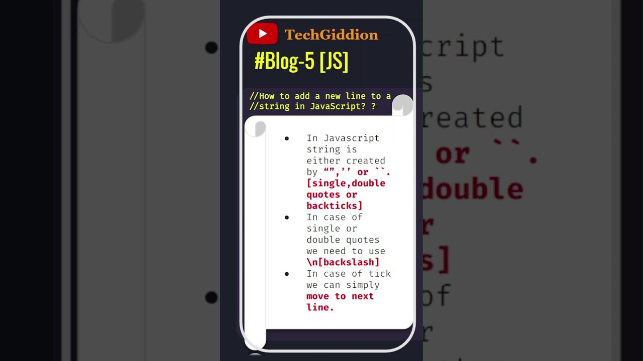 [Blog:5-JS]How to shift to next line for string in javascript.#shorts