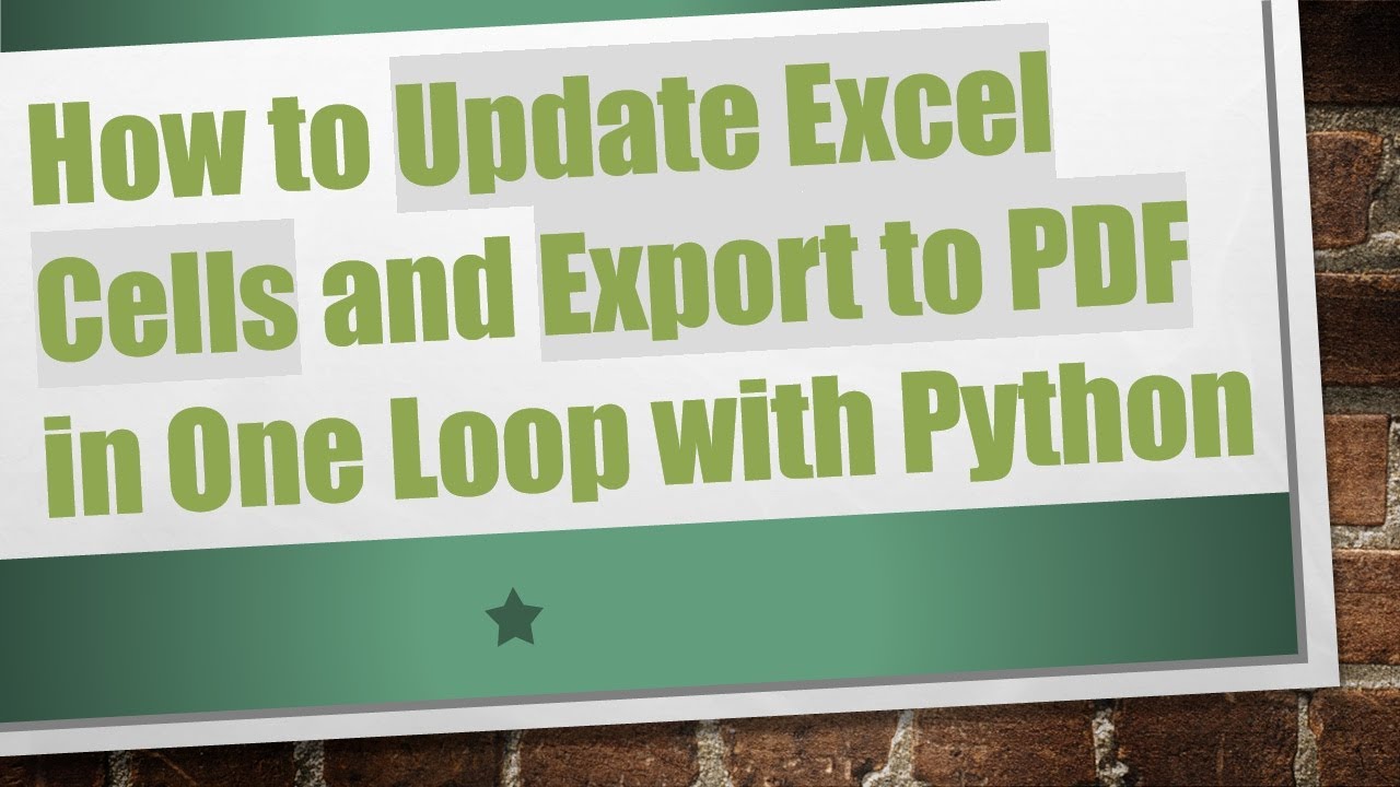 How to Update Excel Cells and Export to PDF in One Loop with Python