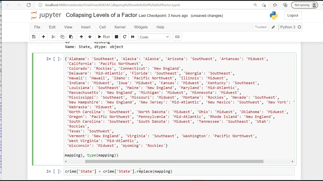Collapsing Levels of a Factor Variable in Python