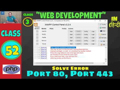 Learn Solve Port 80 and port 443 errors in XAMPP server || Error Apache shutdown unexpectedly ...
