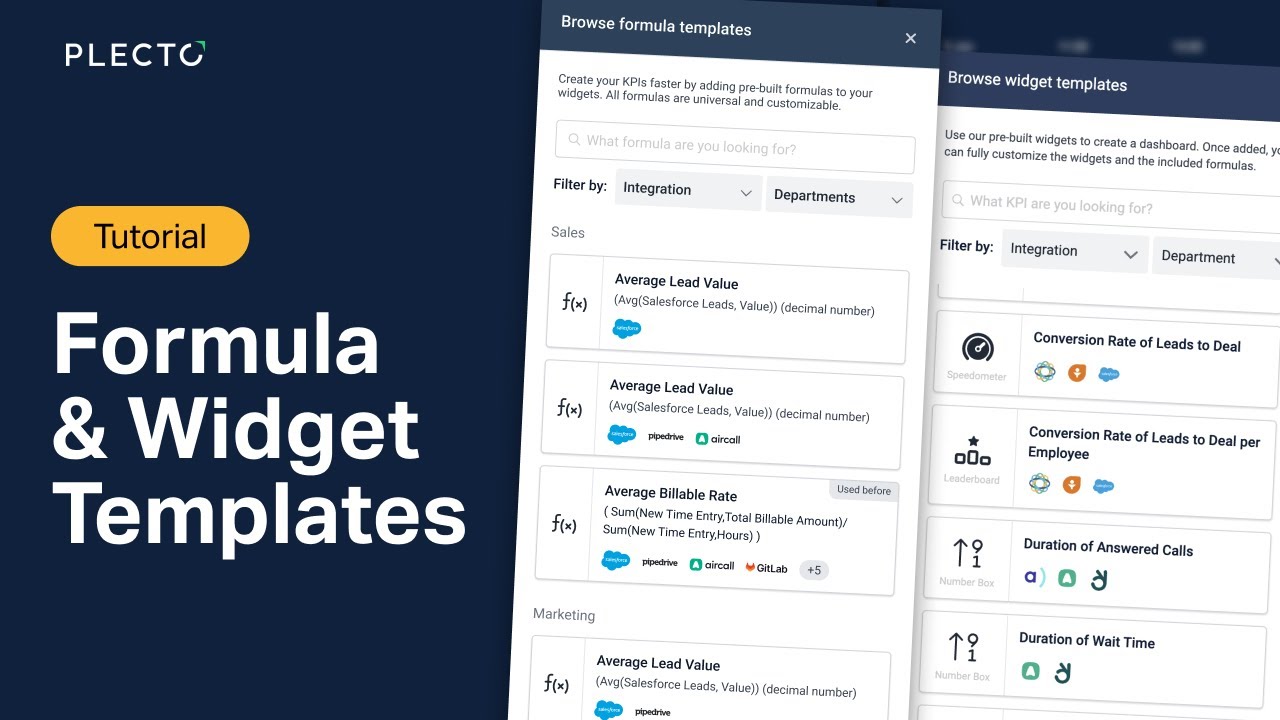 Formula & Widget Templates: Tutorial