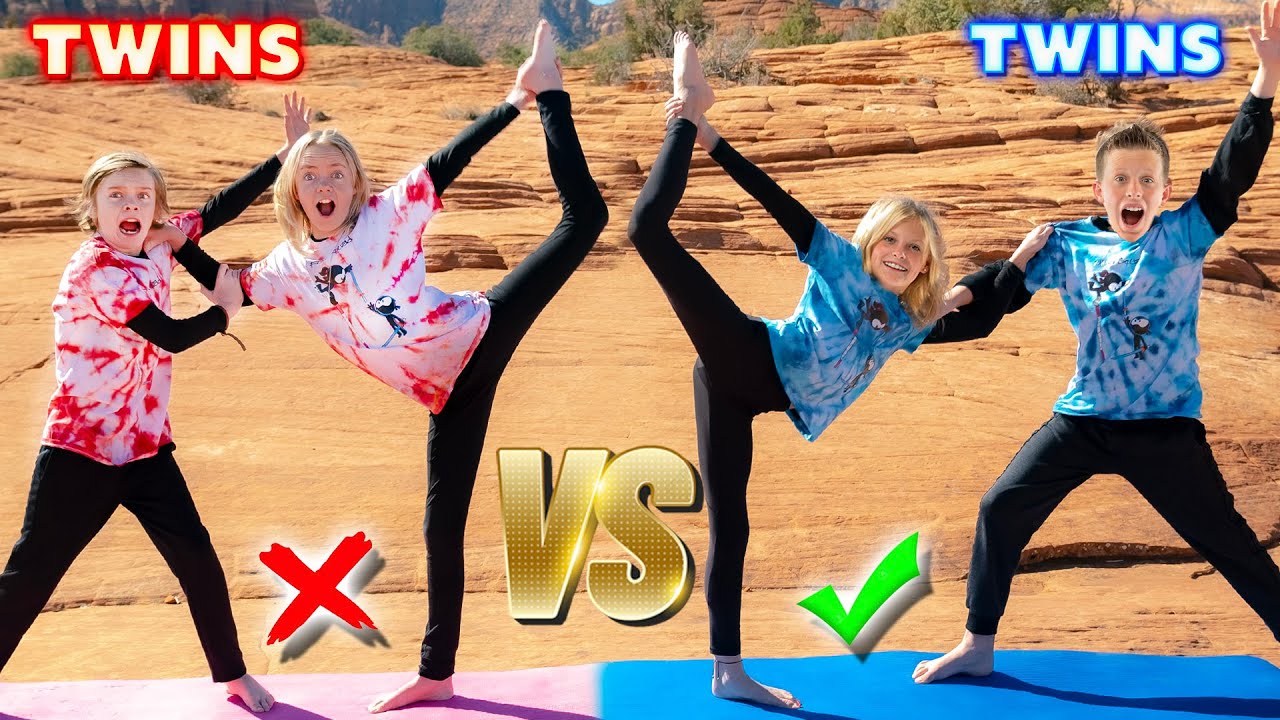 TWIN VS TWIN EXTREME YOGA CHALLENGE IN THE DESERT!