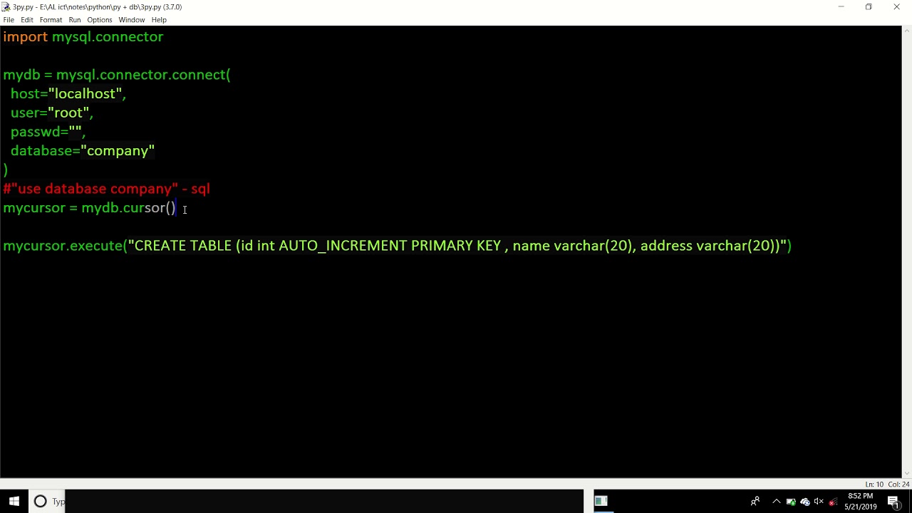 Show all table in the database by python