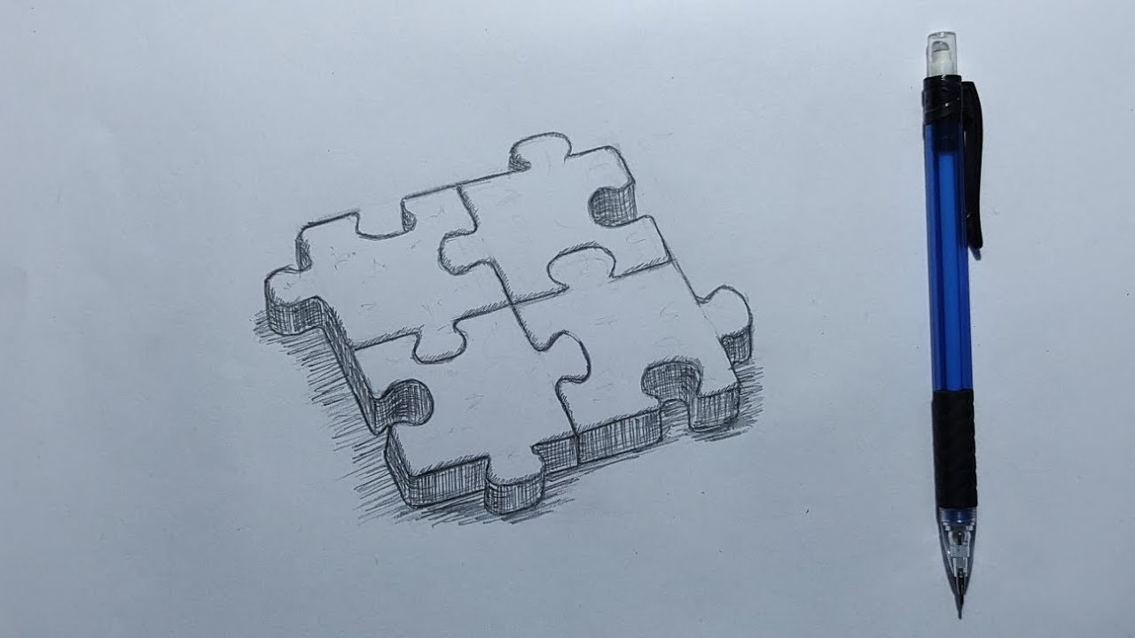 Hand Drawn Puzzle Pieces l Premium Vector