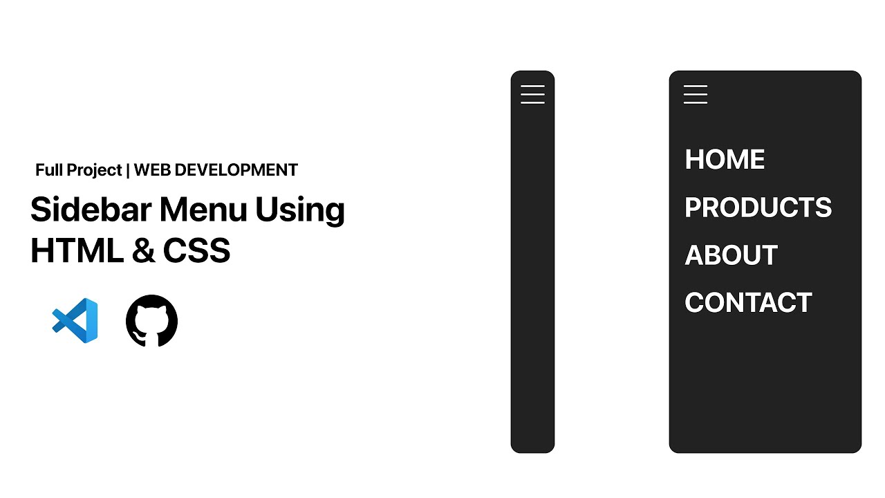 Sidebar Menu using HTML & CSS | Easy Tutorial (source code)