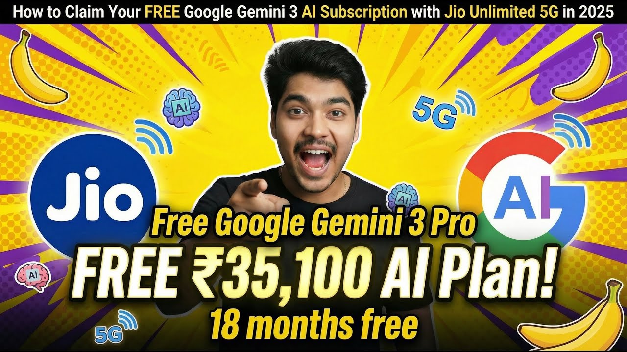 Get FREE Google Gemini 3 AI Subscription with Jio Unlimited 5G NOW