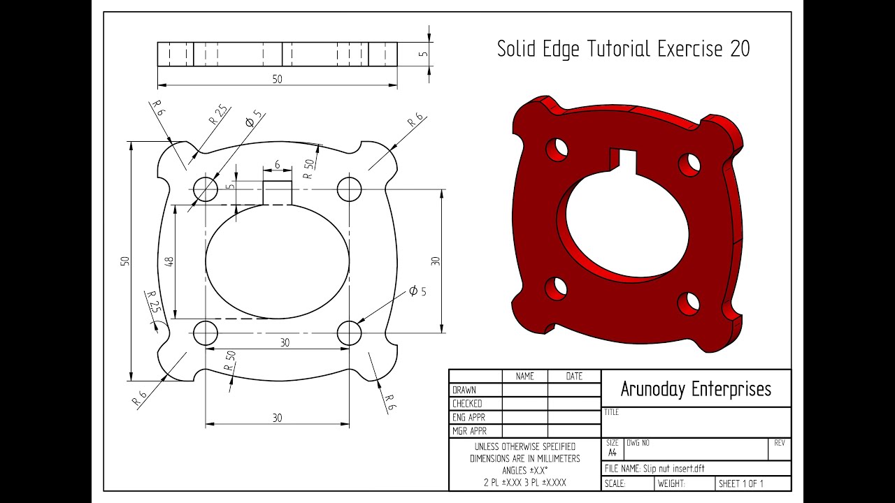 Solid Edge I Tutorial I Exercise 20 I Solid edge beginner