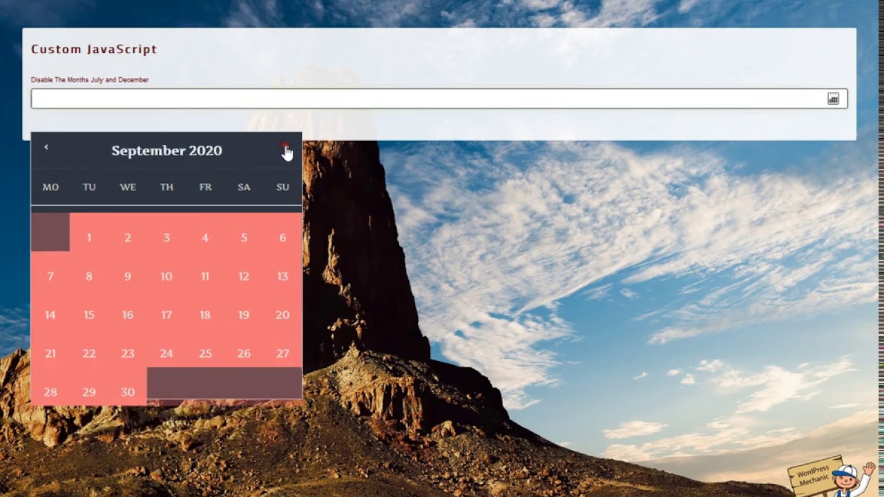 WP Datepicker - Disable the months July and December
