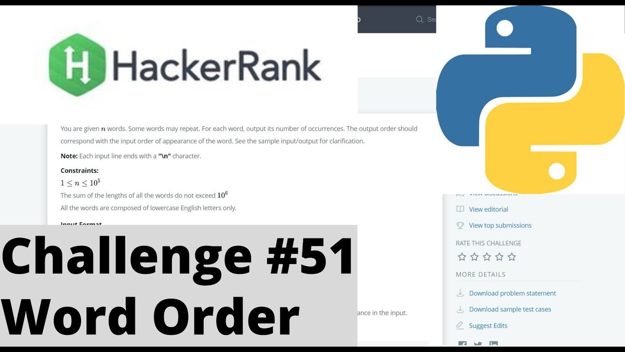 Hackerrank Python | Challenge #51 | Word Order