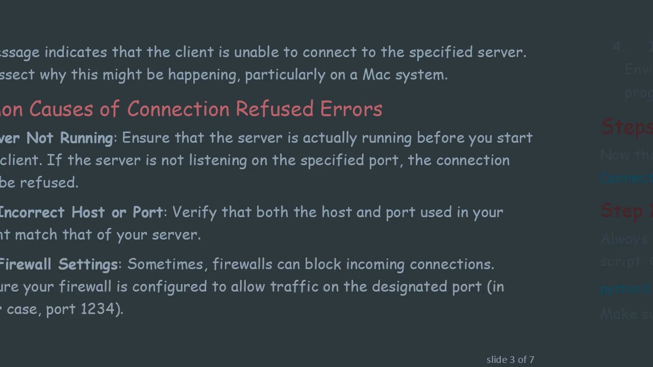 Resolving ConnectionRefusedError: [Errno 61] in Python Socket Programming on Mac