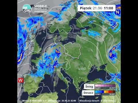 Prognoza godzinowa opadu i zachmurzenia na 2 dni ECMWF #imgw #prognoza #pogoda