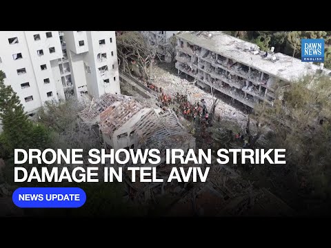 Drone Footage Reveals Damage from Iranian Missile Strike in Tel Aviv | Dawn News English