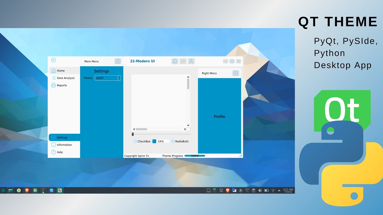 22-Modern-UI: QT Theme Engine Using QT Sass and QSettings | Python, PySide, PyQt, and QT Designer