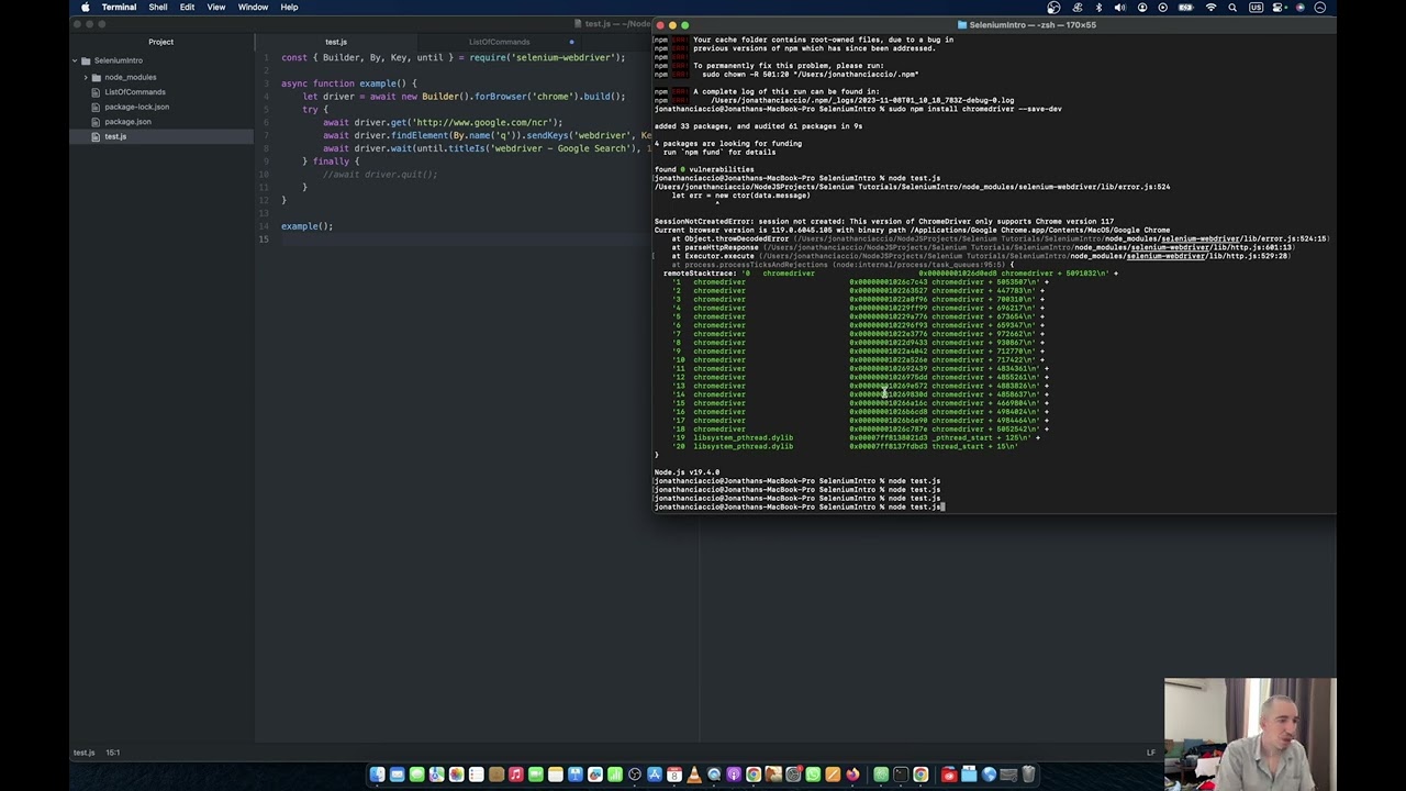 Python Selenium with Node JS -- far simpler than Python but is it as powerful?