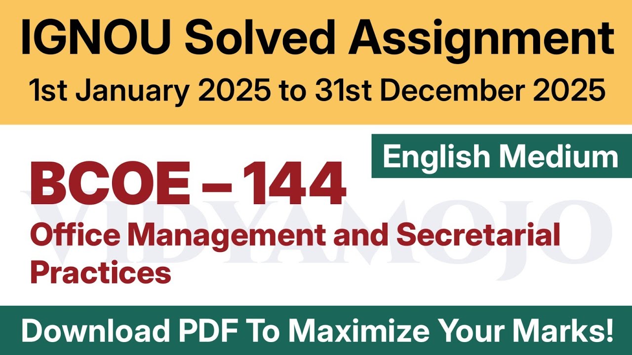 IGNOU BCOE 144 Solved Assignment 2024-25 English Medium PDF Download | BCOE 144 2025 | IGNOU B.ComG