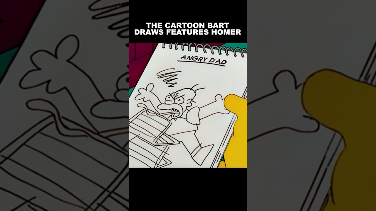 The cartoon Bart draws features Homer
