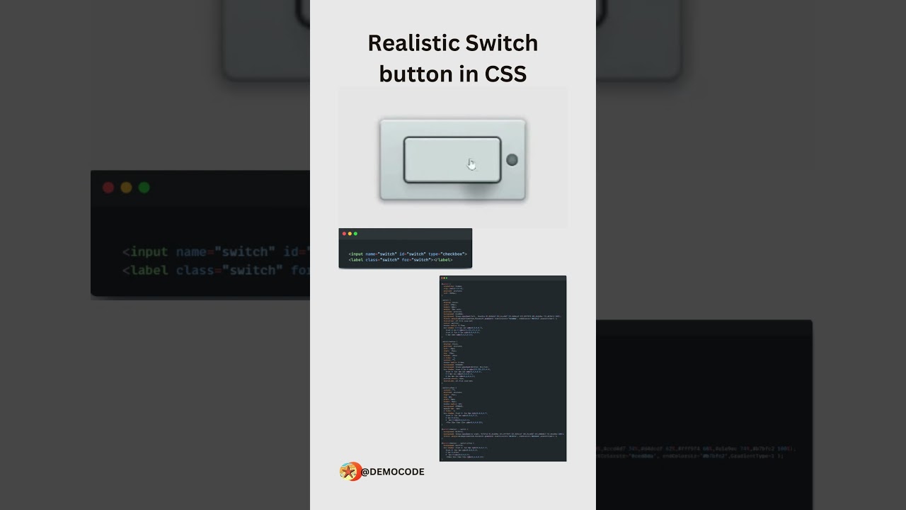 Realistic Switch button in CSS || #animation #css #threejs #coding #developer #cssanimation