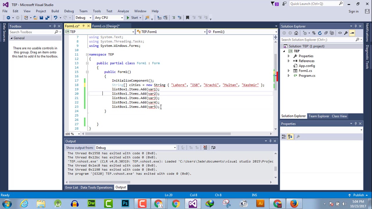 051 - C - Create C# ListBox and Add Values By Array