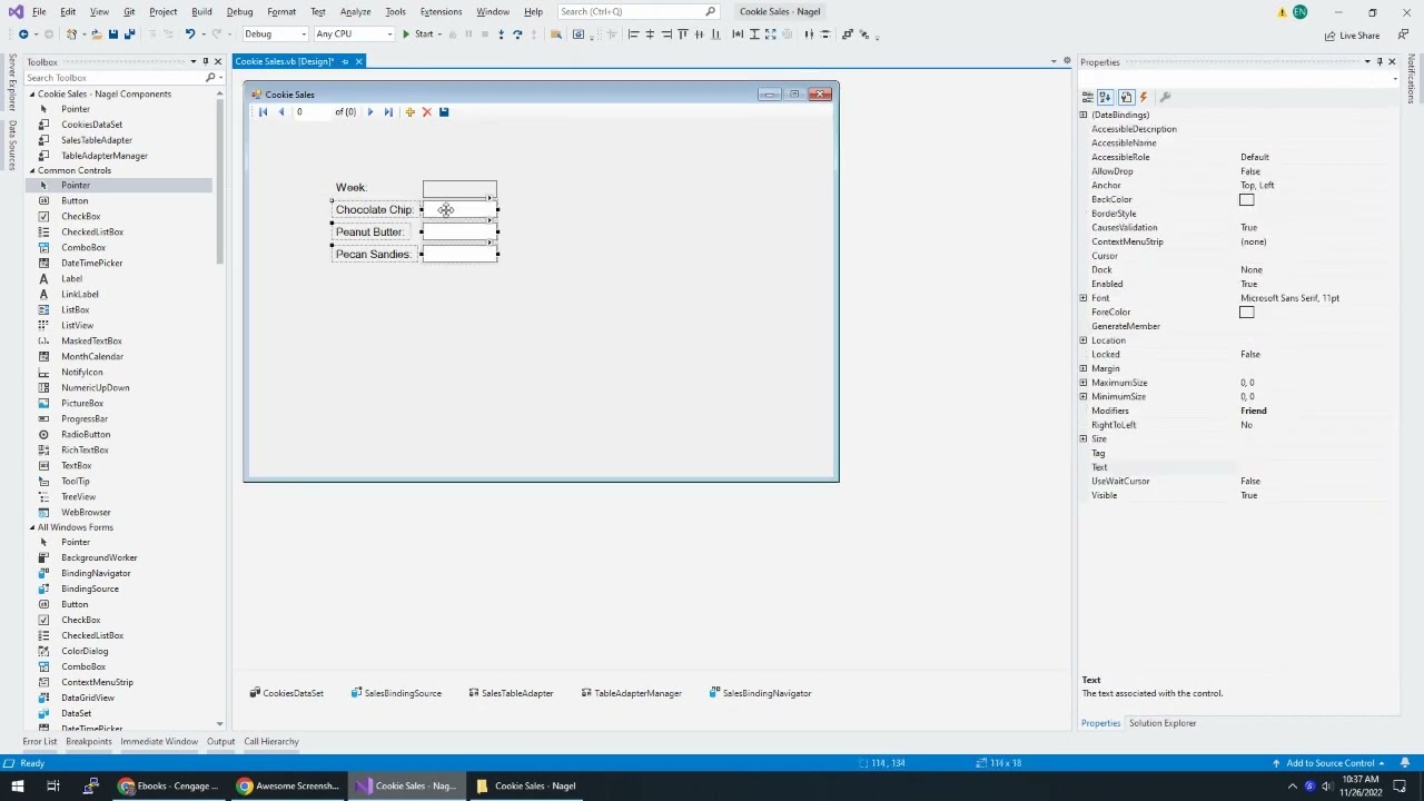 Cookie Sales Exercise 11-3 Zak's Programming with Microsoft Visual Basic 2019/2022
