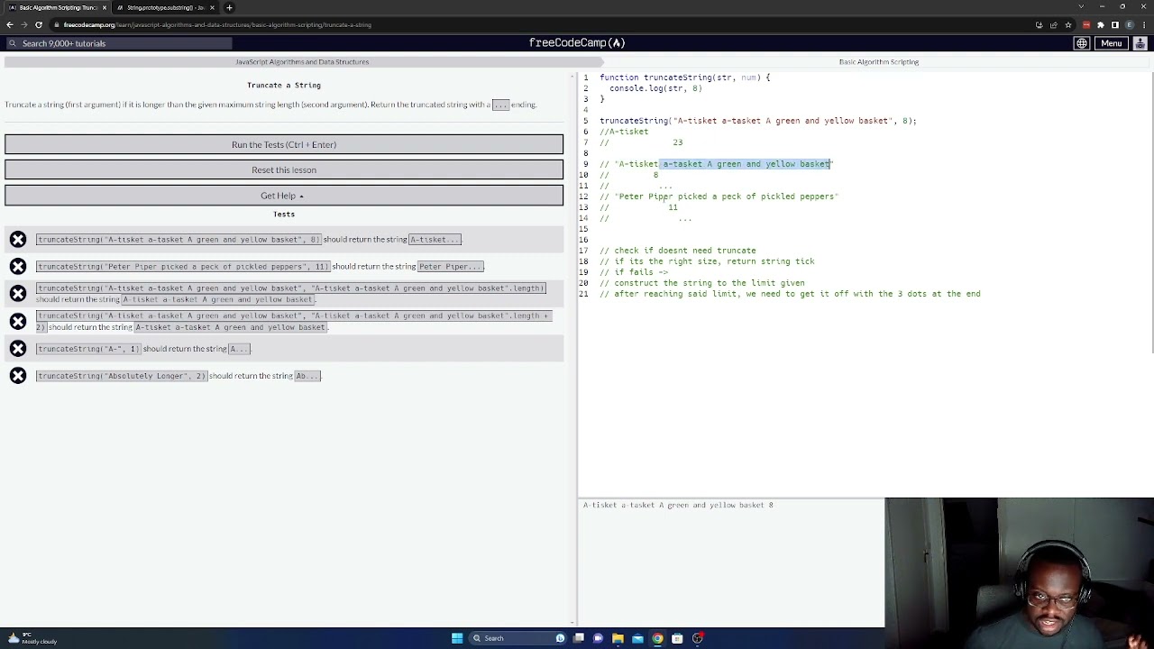 Basic Algorithm Scripting: Truncate a String | freeCodeCamp.org JavaScript