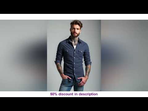 Latest Products You Must Know! RVHS Elastic Cotton Denim Shirt Men Long Sleeve Quality Cowboy Sh