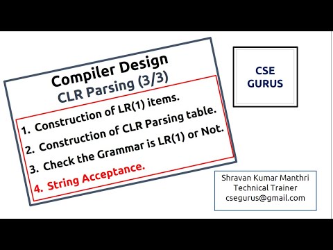 13.CLR (Canonical) Parsing (3/3) - String acceptence with clear explanation