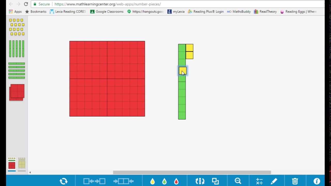 Virtual Place Value Blocks - the Number Pieces app