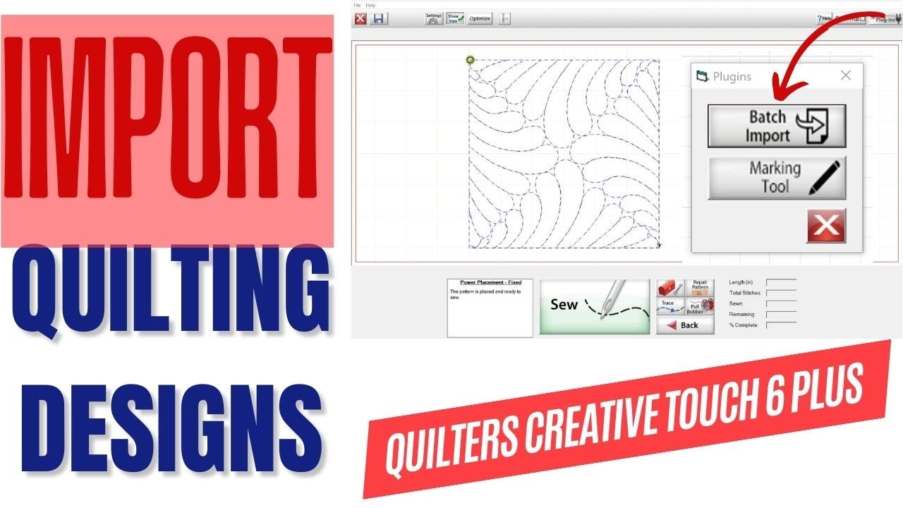 Import Quilting Designs into Quilter's Creative Touch 6 Plus - QCT 6+
