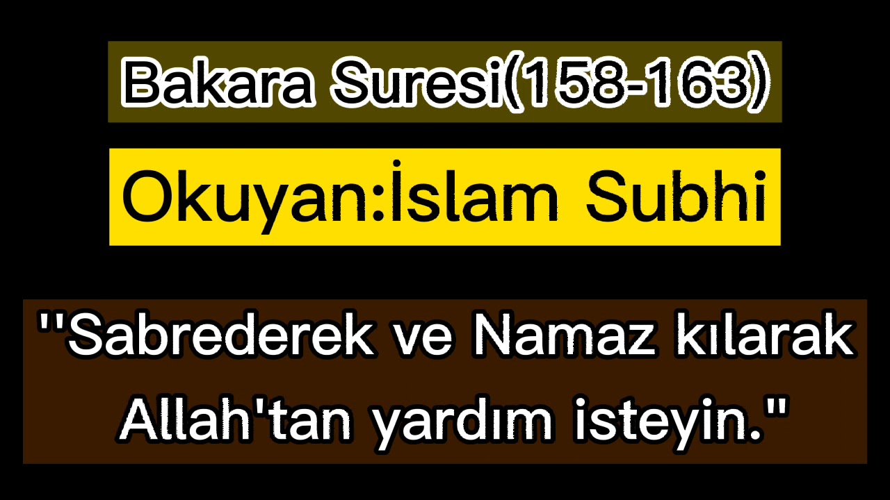 Bakara Suresi 158 163 İslam Subhi