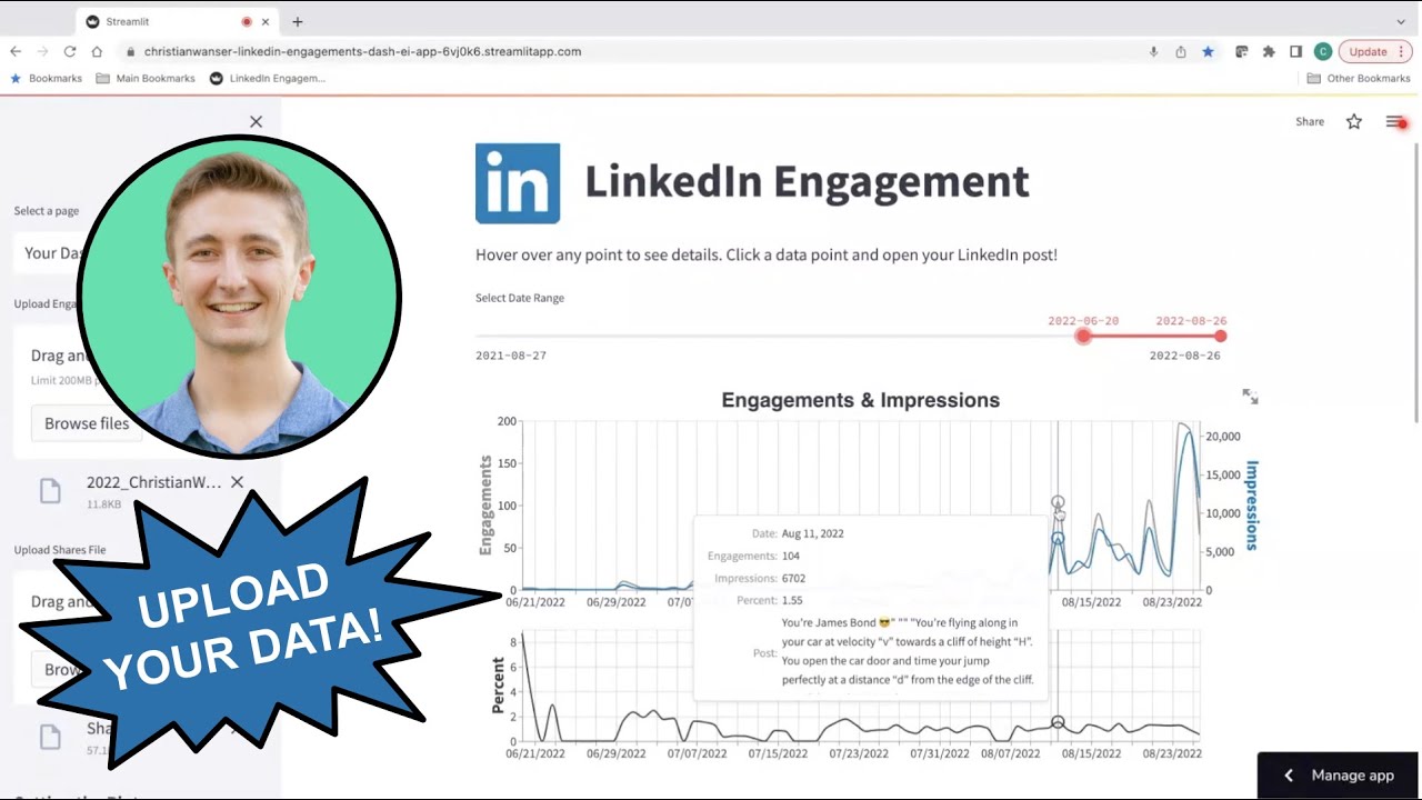 LinkedIn Engagements Dashboard (built with Streamlit)