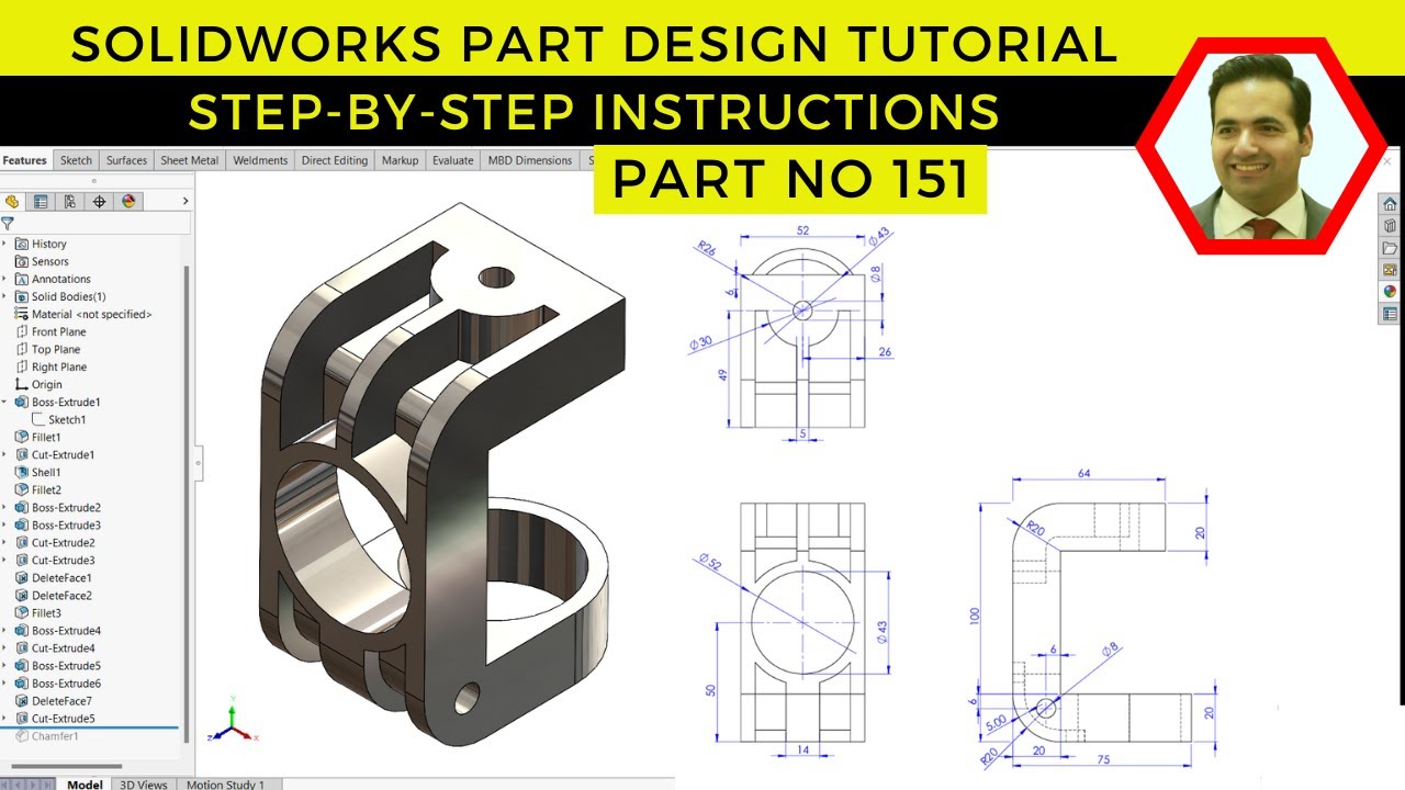 SolidWorks Part Design Tutorial: From Sketch to Final Model