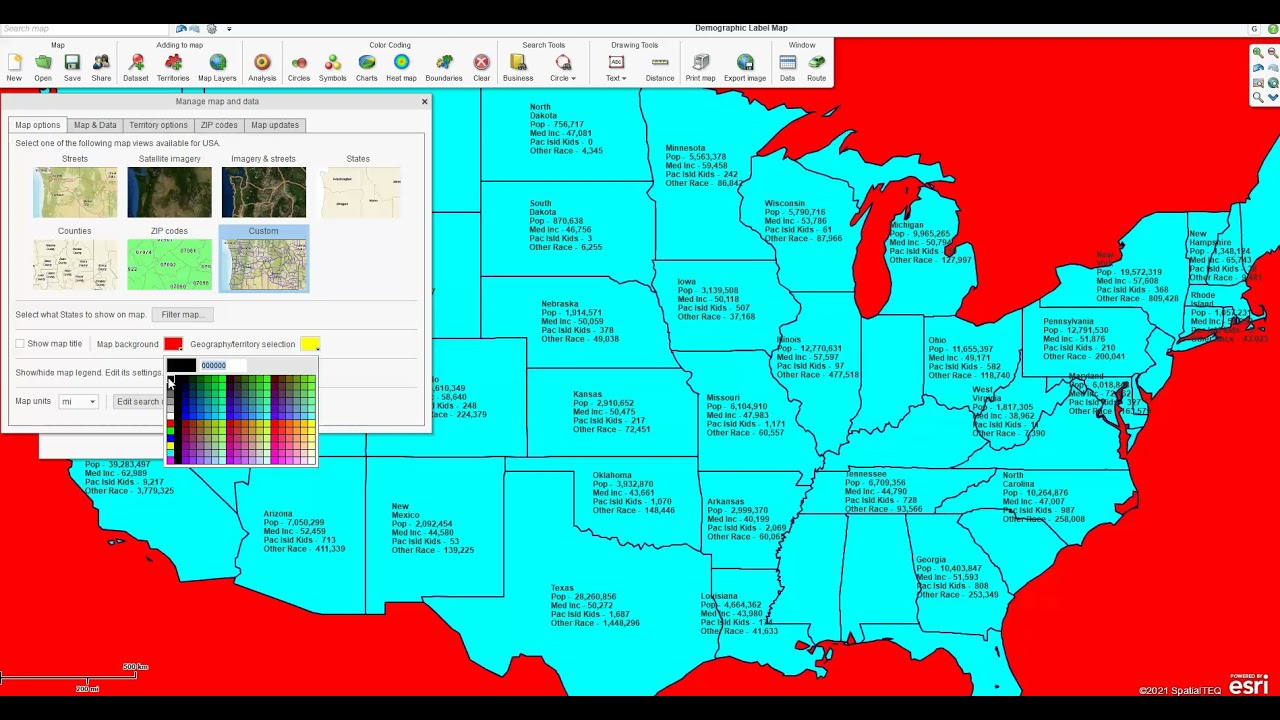Creating a Demographic Map Using Map Layer Labels within Map Business Online